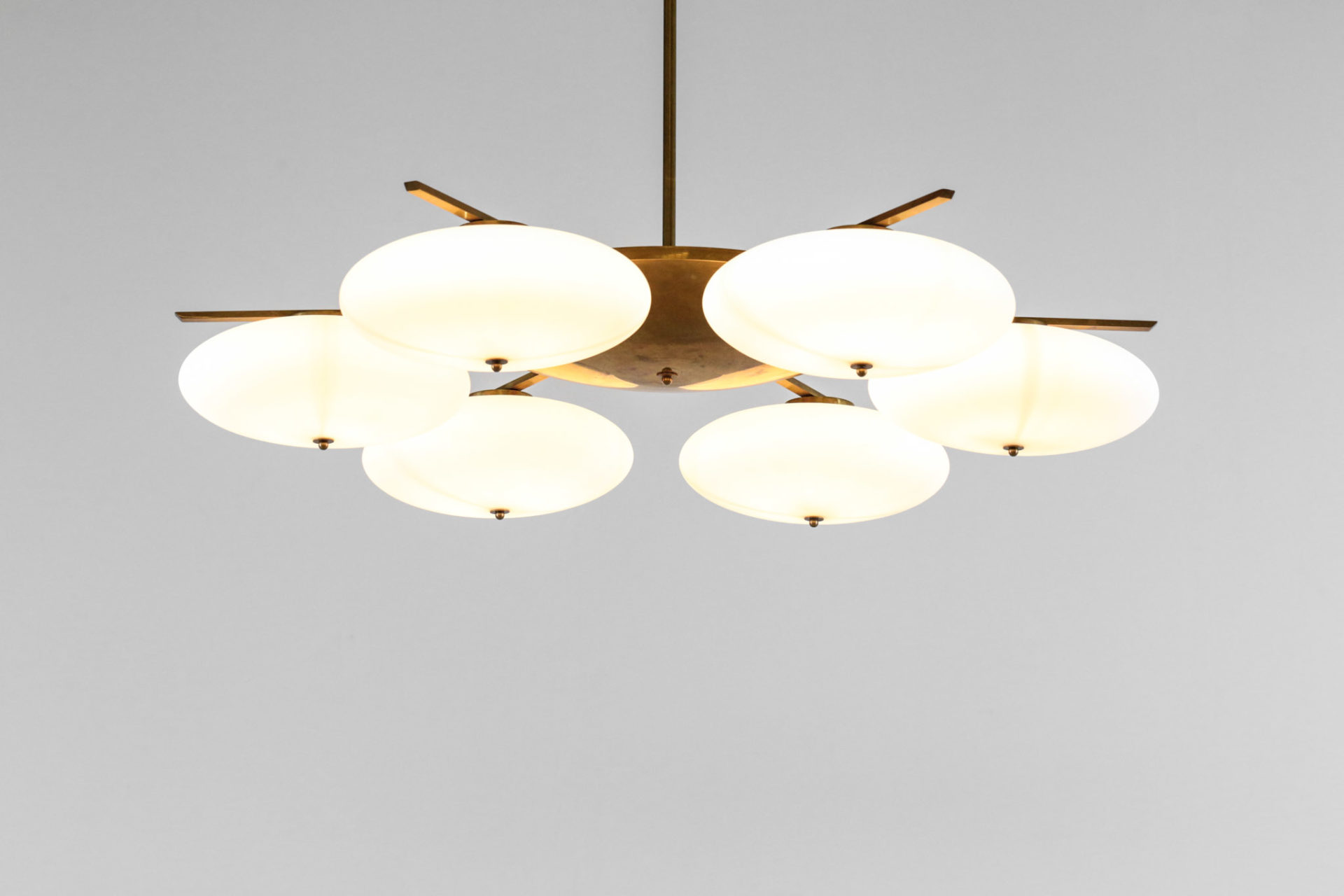 Large chandelier Angelo Lelli Style, 6 opaline glass Flush mount "OTIS ...