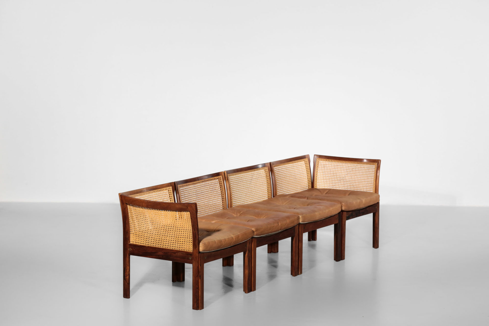 illum wikkelso leather sofa in rosewood and woven rattan cane - D303 ...