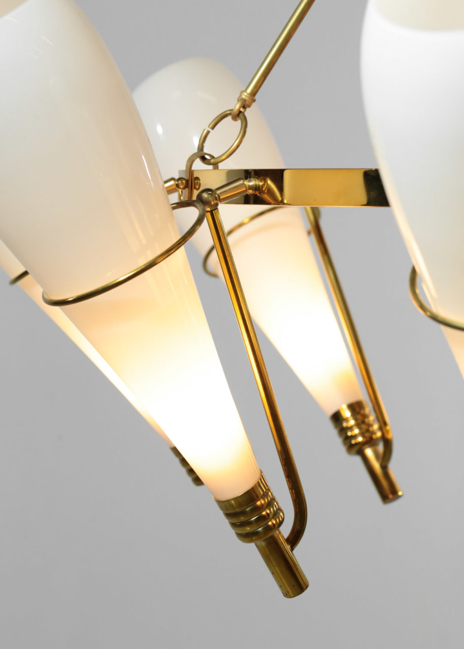 Modern chandelier 9 opaline torches Italian design Arredoluce style ...