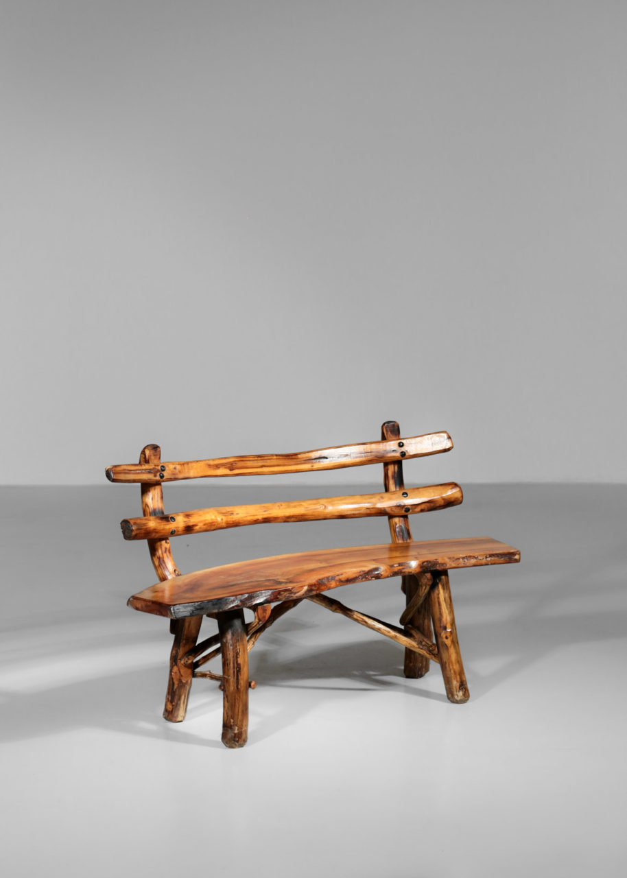 banc rustique brutaliste bois massif design en pin - E232 - Danke Galerie