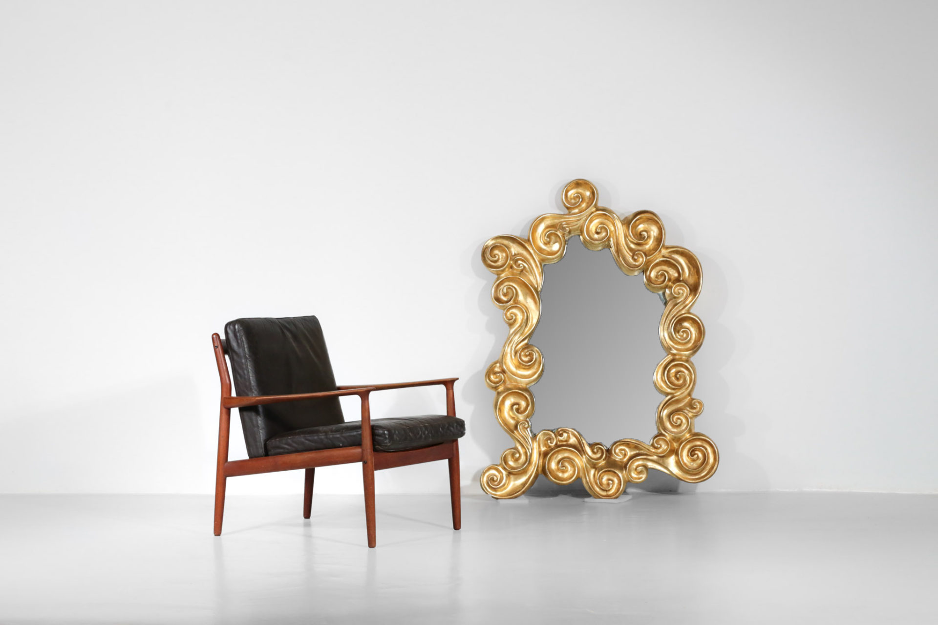 Miroir Français Jean Boggio Les Héritiers plâtre doré les vagues ...
