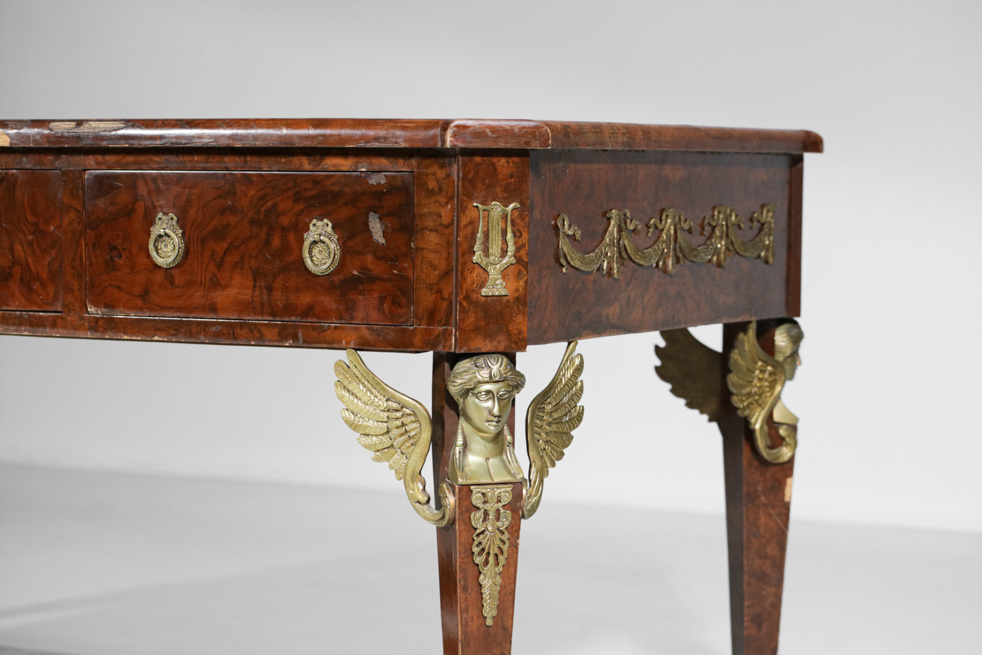 French colonial style bronze and mahogany desk - E404 - Danke Galerie