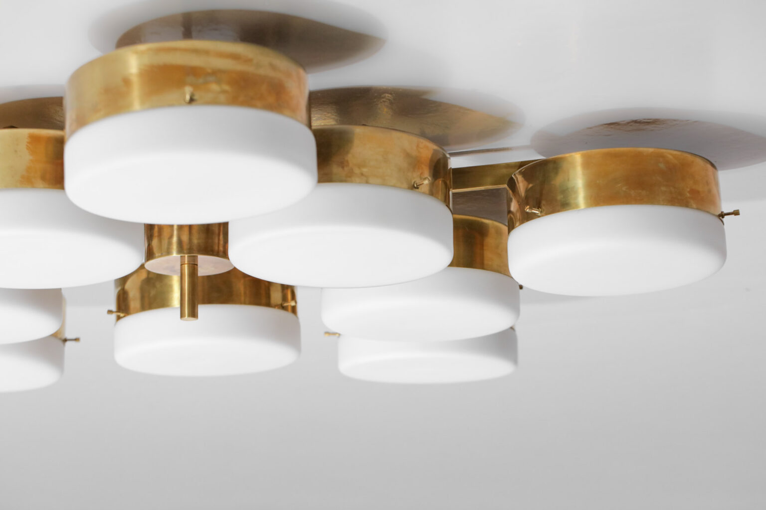 Italian ceiling light angelo lelli style 10 opalines cylindrical ...