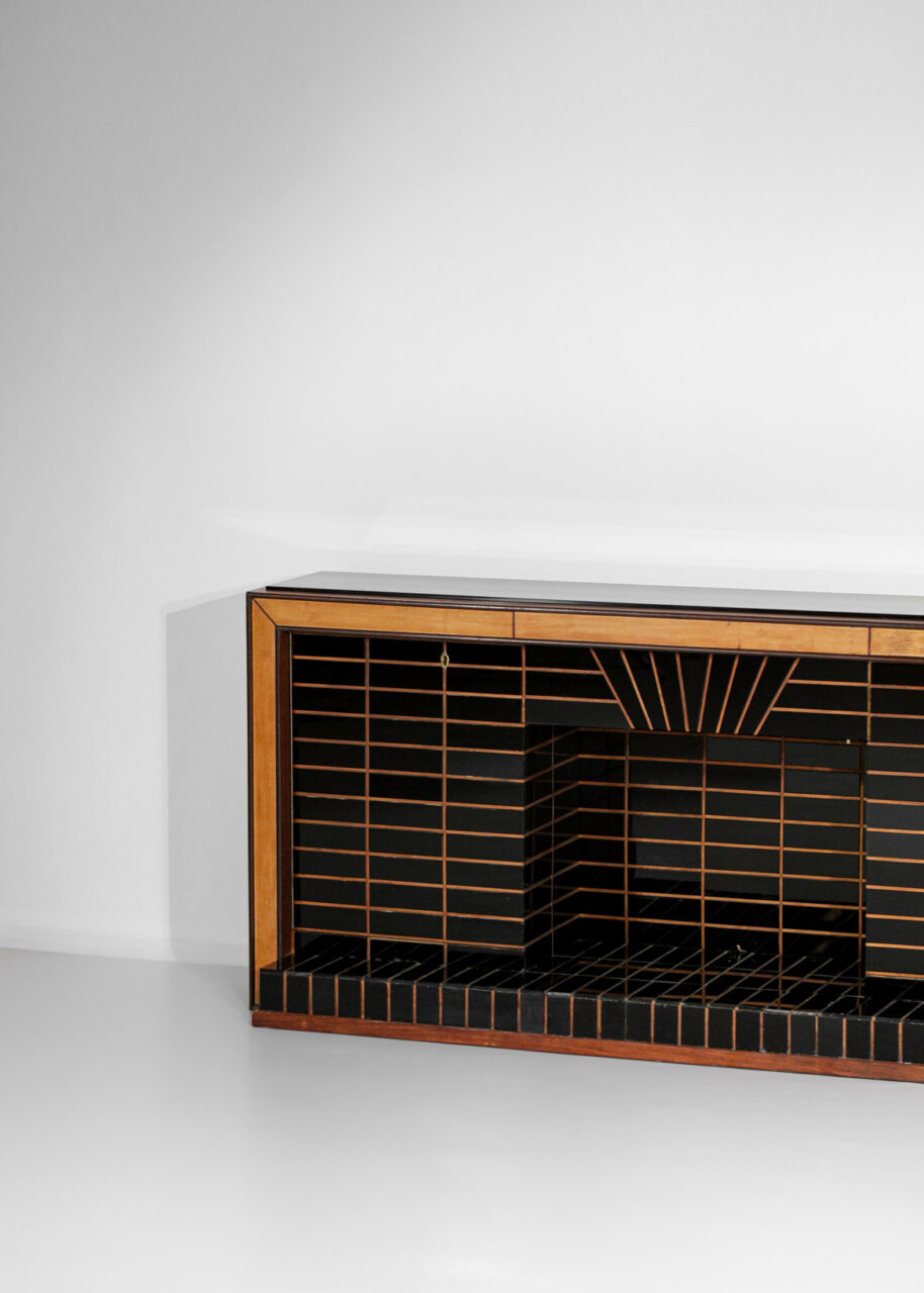 Buffet enfilade cheminé italienne Luigi Brusotti années 40 verre - E460 ...