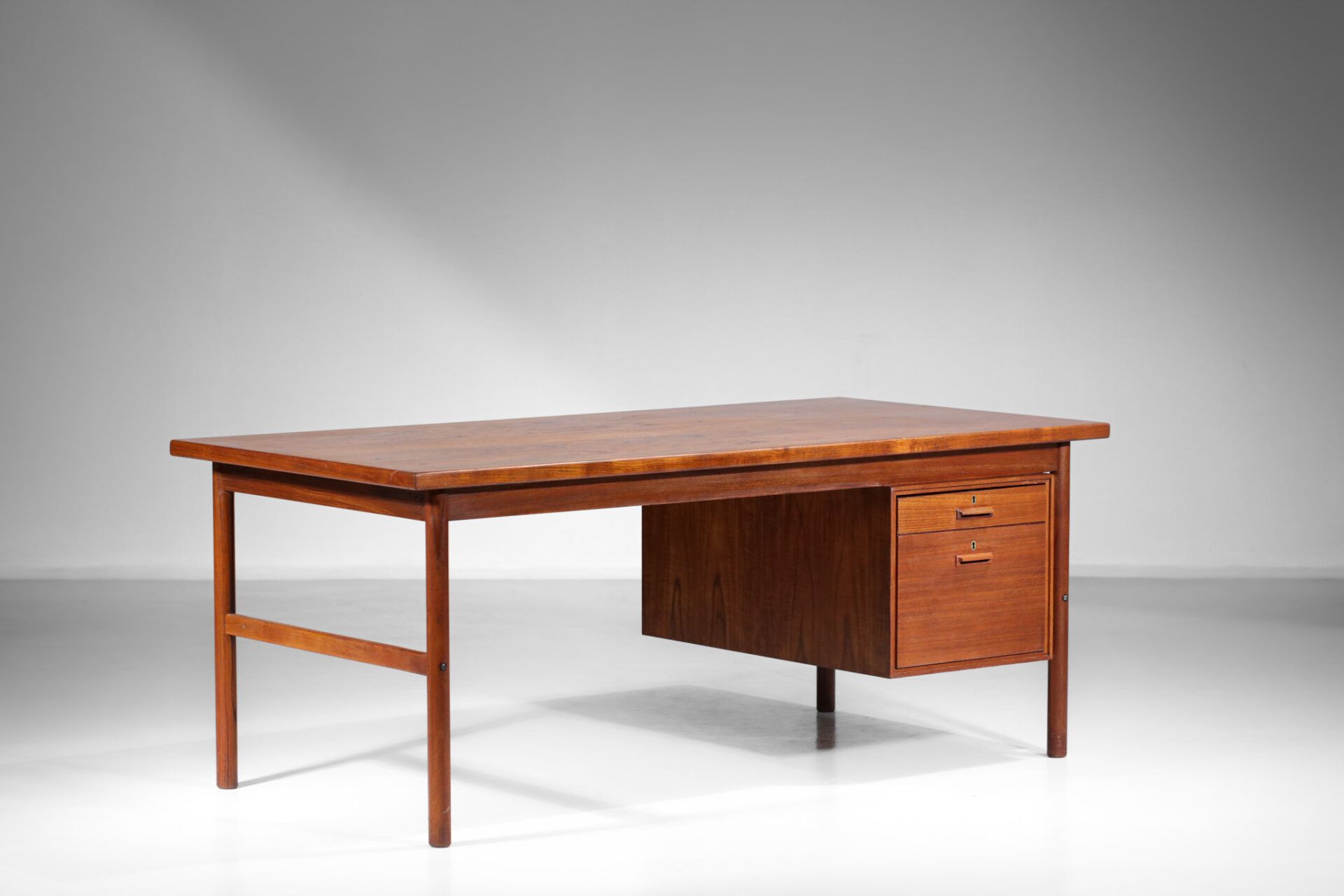 Scandinavian teak desk with Danish style kai kristiansen pedestal ...