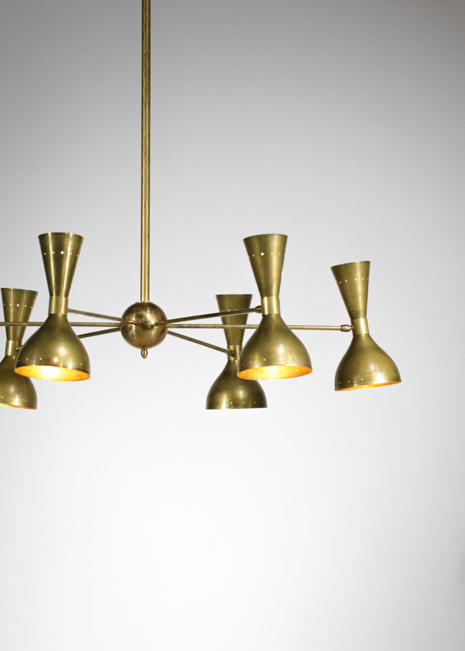Modern design chandelier 6 ovoid opalines “Cora” – EL137 – Danke Galerie