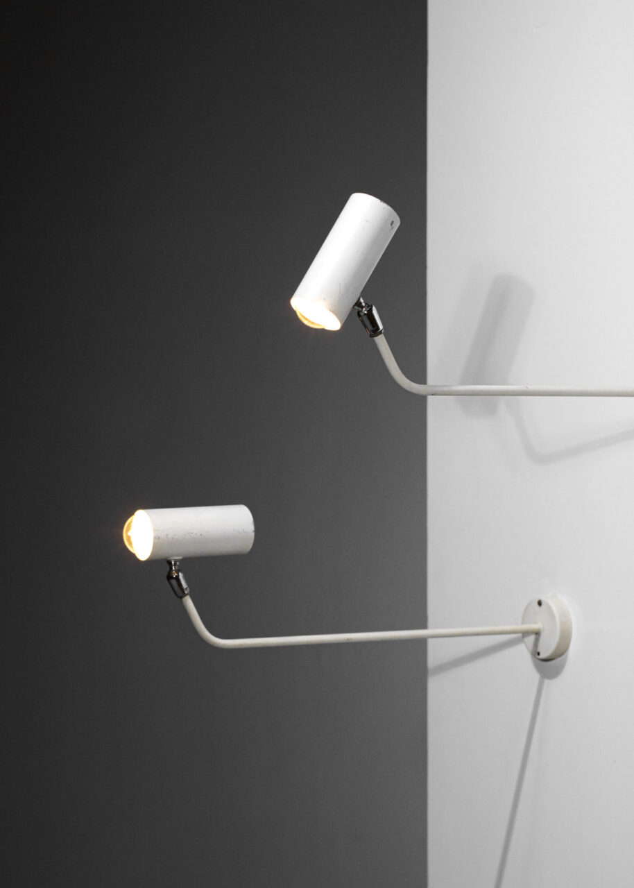 3 white 60's style Jacques Biny spotlights - E573 - Danke Galerie