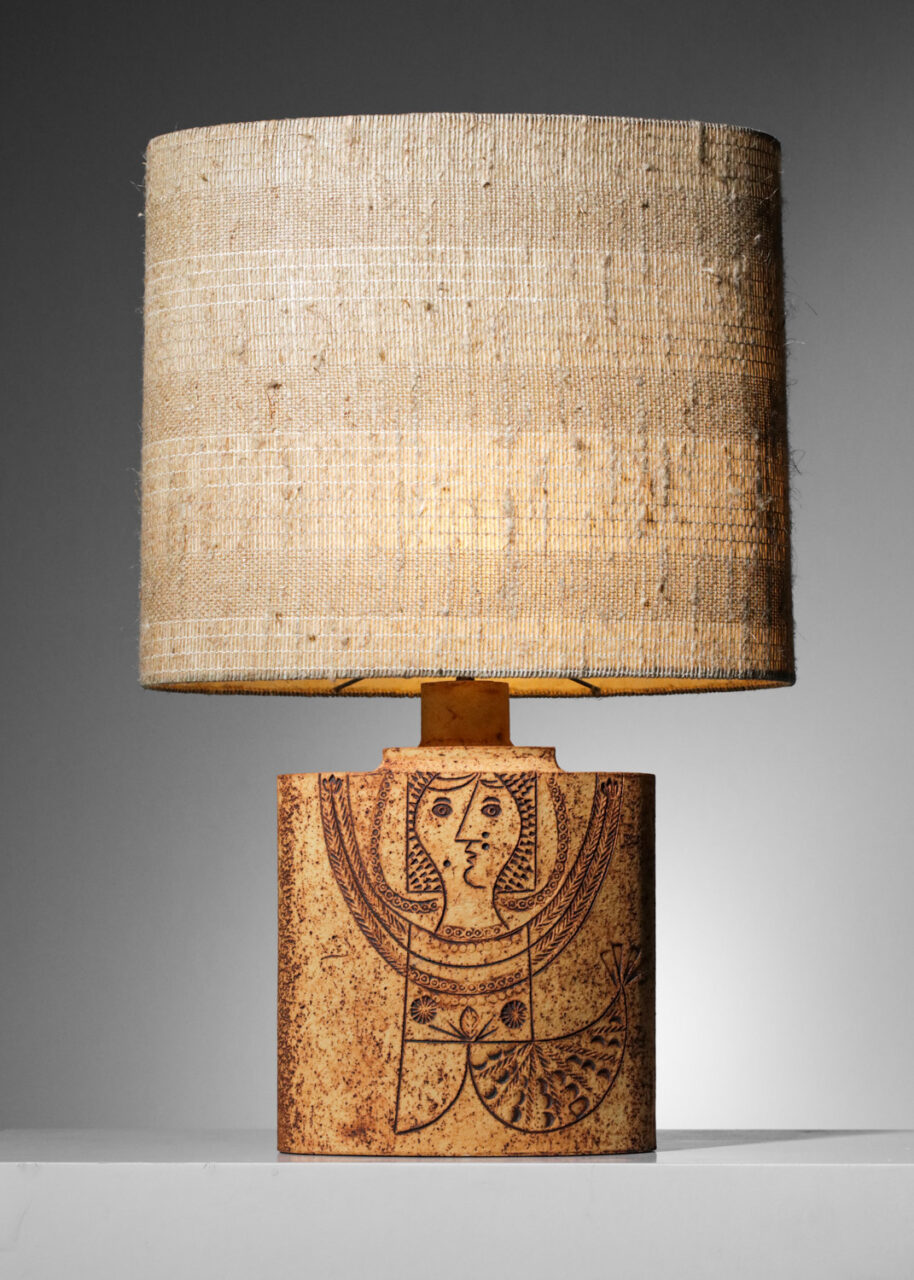 Roger Capron table lamp in Vallauris ceramic 50s/60s chamotte clay ...