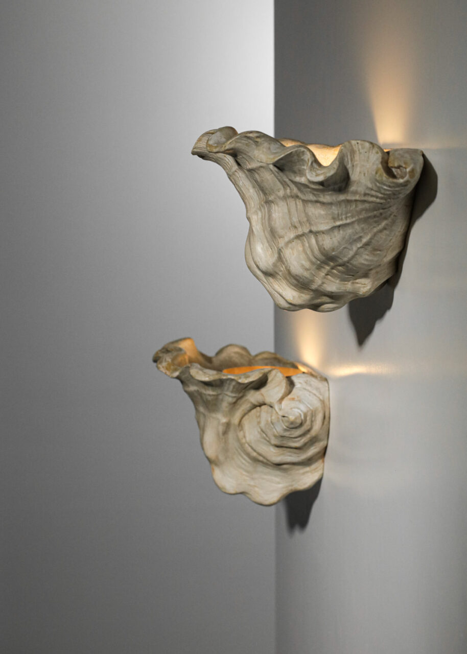 large pair of plaster shells appliques from the 30's Serge Roche style ...