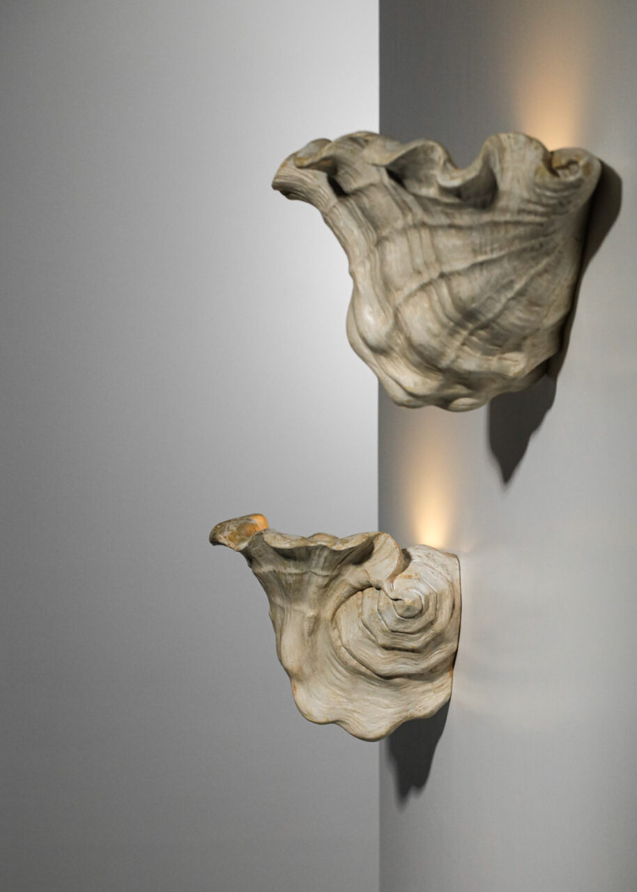 large pair of plaster shells appliques from the 30's Serge Roche style ...