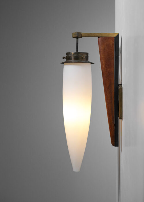 Grande Paire d'appliques italiennes stilnovo années 50 laiton bois ...