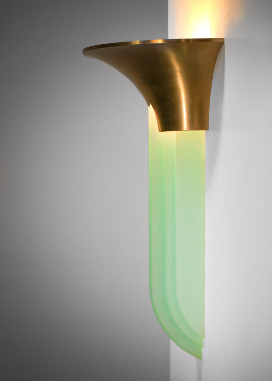 grande applique perzel années 40 en verre et laiton signée - G103 ...