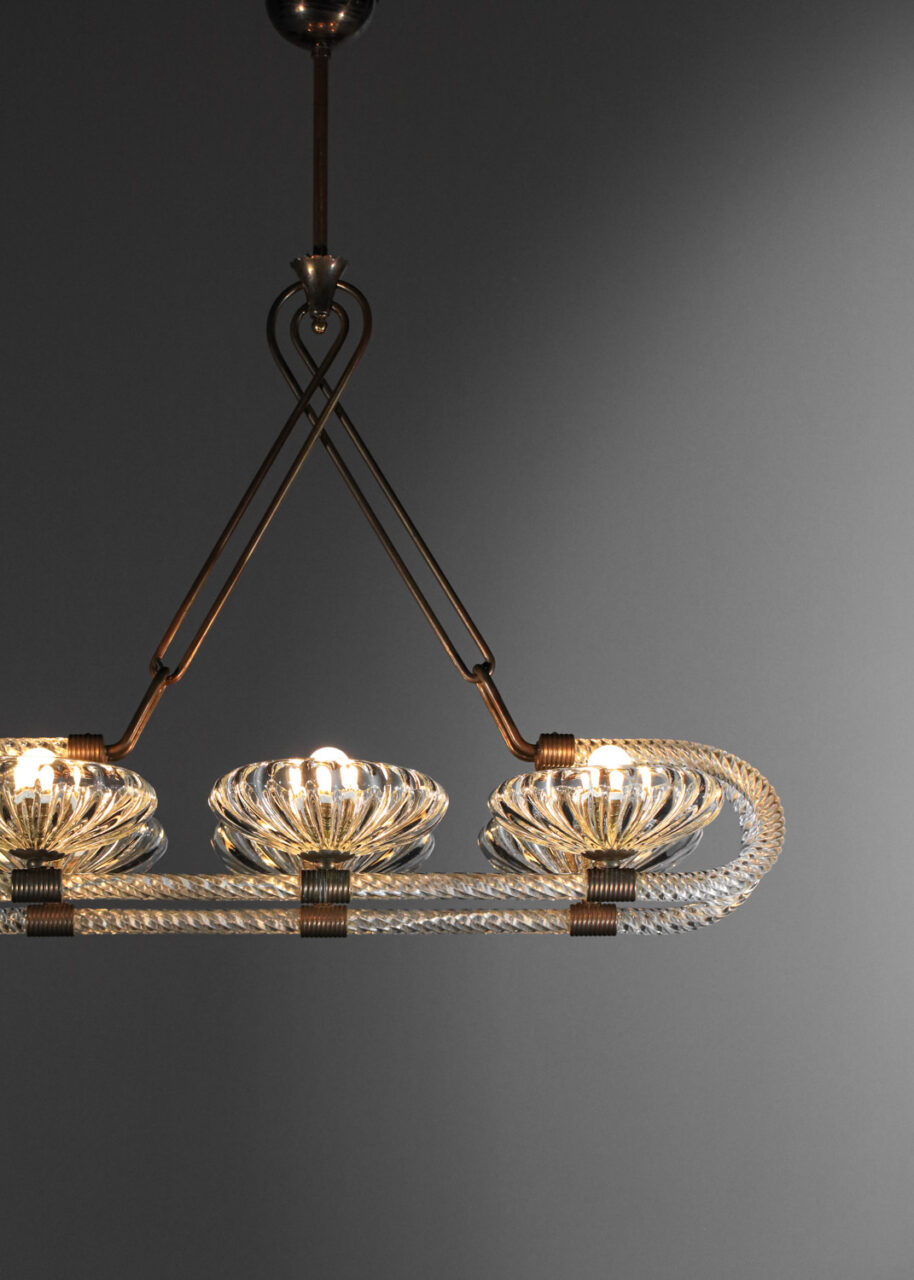 grand lustre italien 6 coupelles Barovier Toso verre Murano et laiton ...