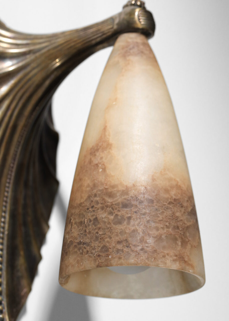 suite de 4 appliques Albert Cheuret en bronze et albâtre art déco ...