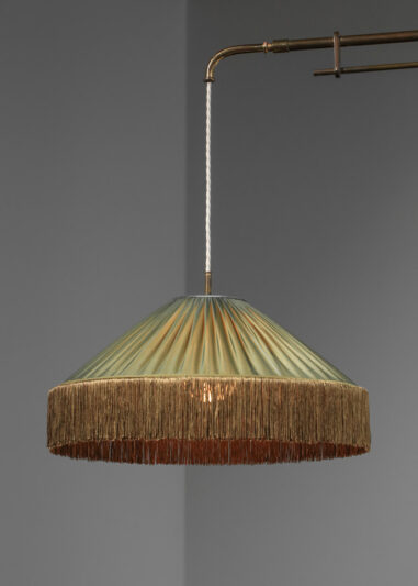 large 50's Italian brass wall light silk fringe shade - G200 - Danke ...