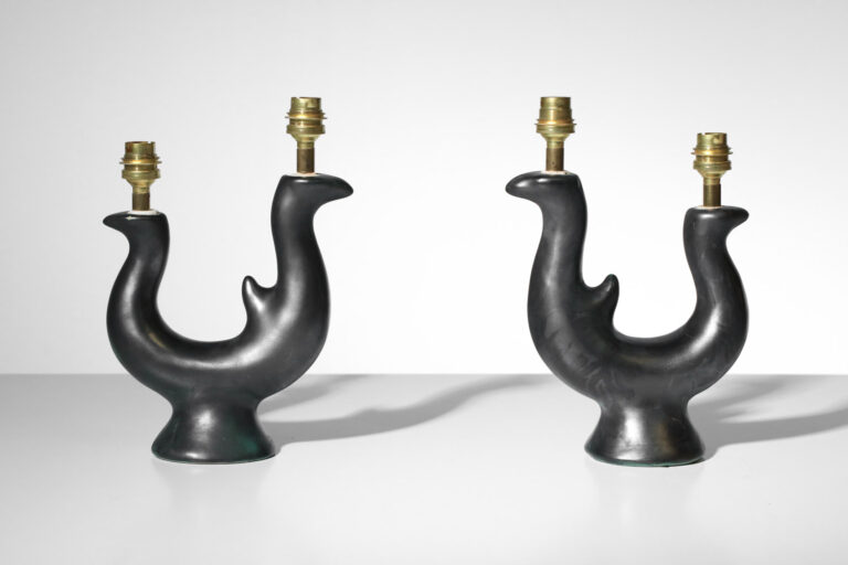 paire de lampes zoomorphes en céramique dans le goût de George Jouve ...