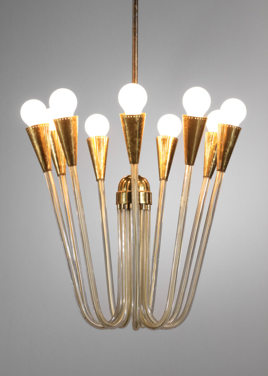paire de grands lustres des années 60 en verre et laiton - I415 - Danke ...
