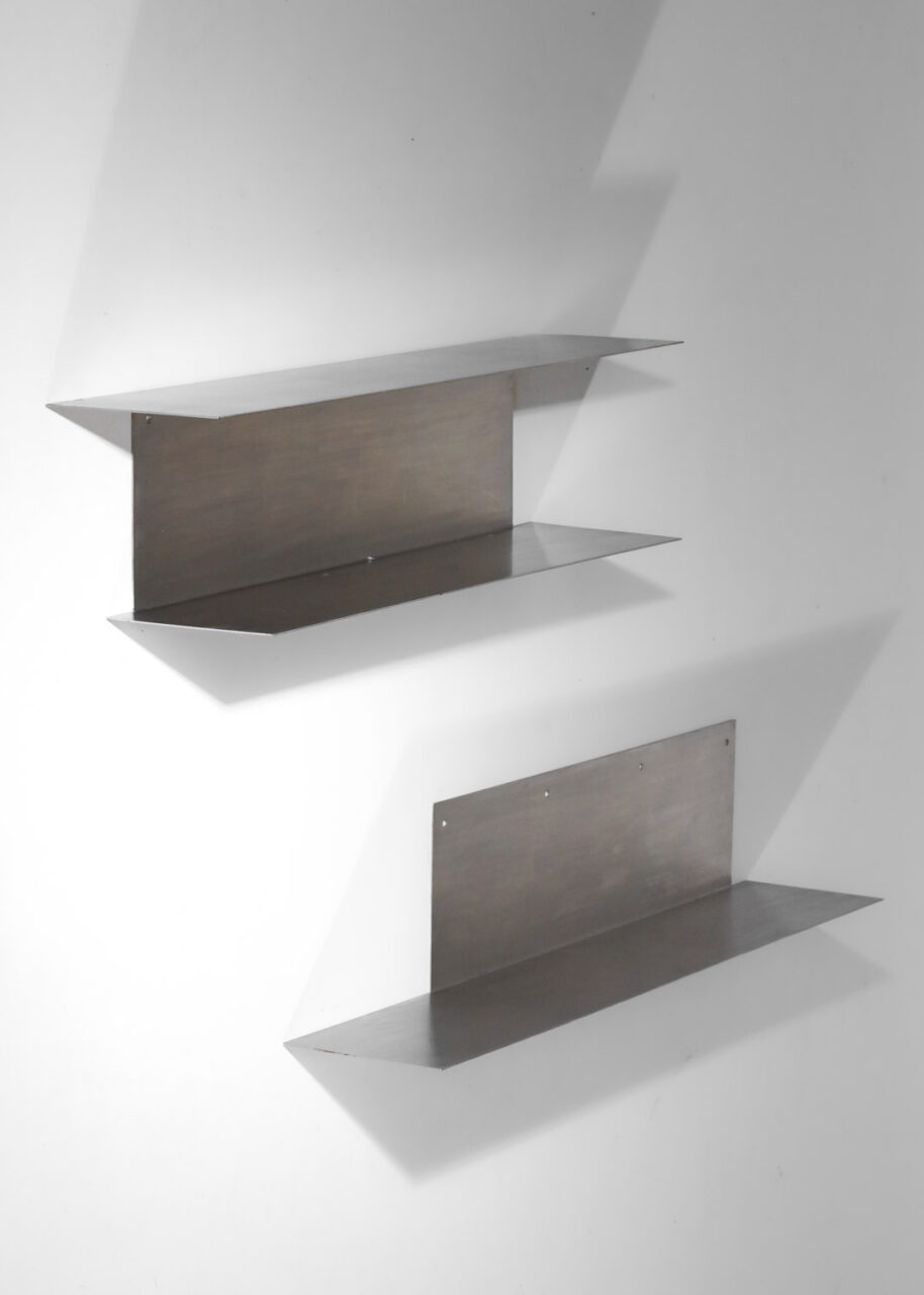 Pair of stainless steel wall shelves from the 1970s - I690 - Danke Galerie
